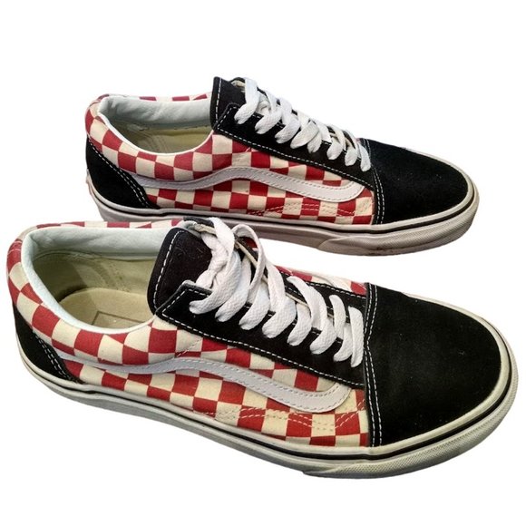 Vans | Shoes | Vans Sk8 Old Skool Checkered Red White Black Low Lace Up ...
